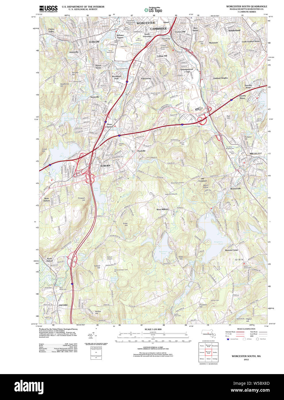 Usgs Map Downtown Worcester Ma Aerial Photography Map Of Worcester, MA