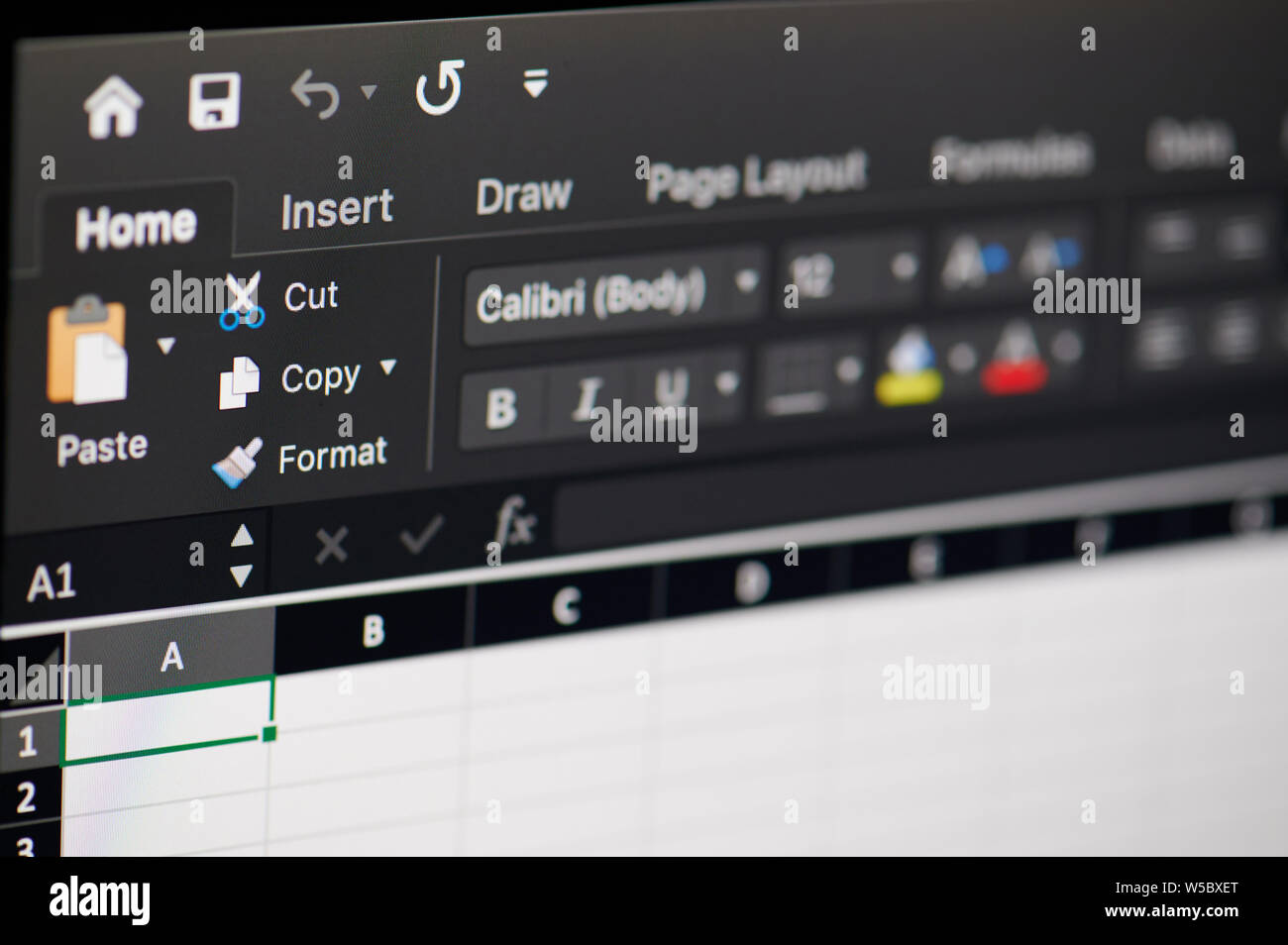 New york, USA - july 26, 2019: Microsoft office excel software menu on ...