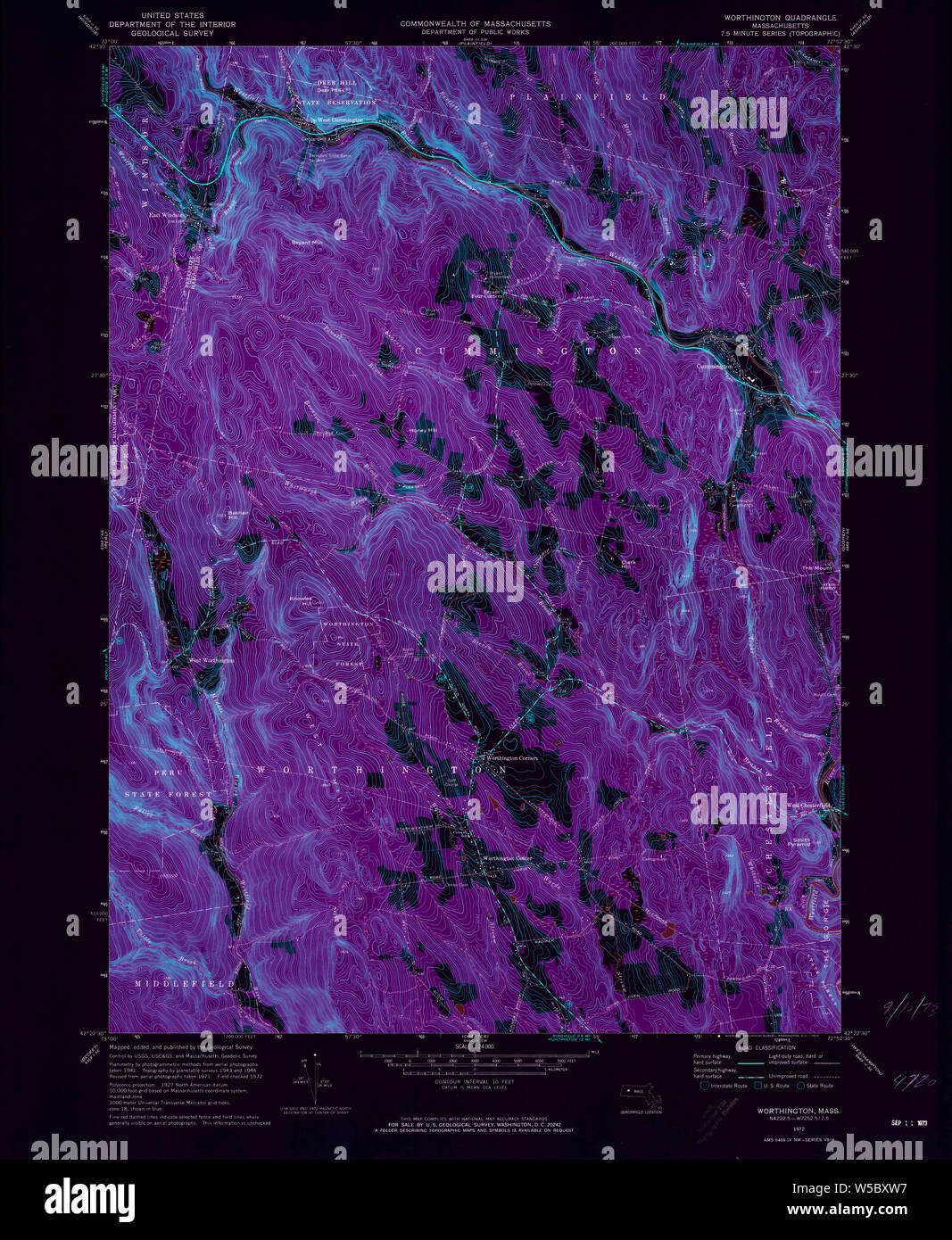 Massachusetts USGS Historical Topo Map MA Worthington 350794 1972 24000 ...