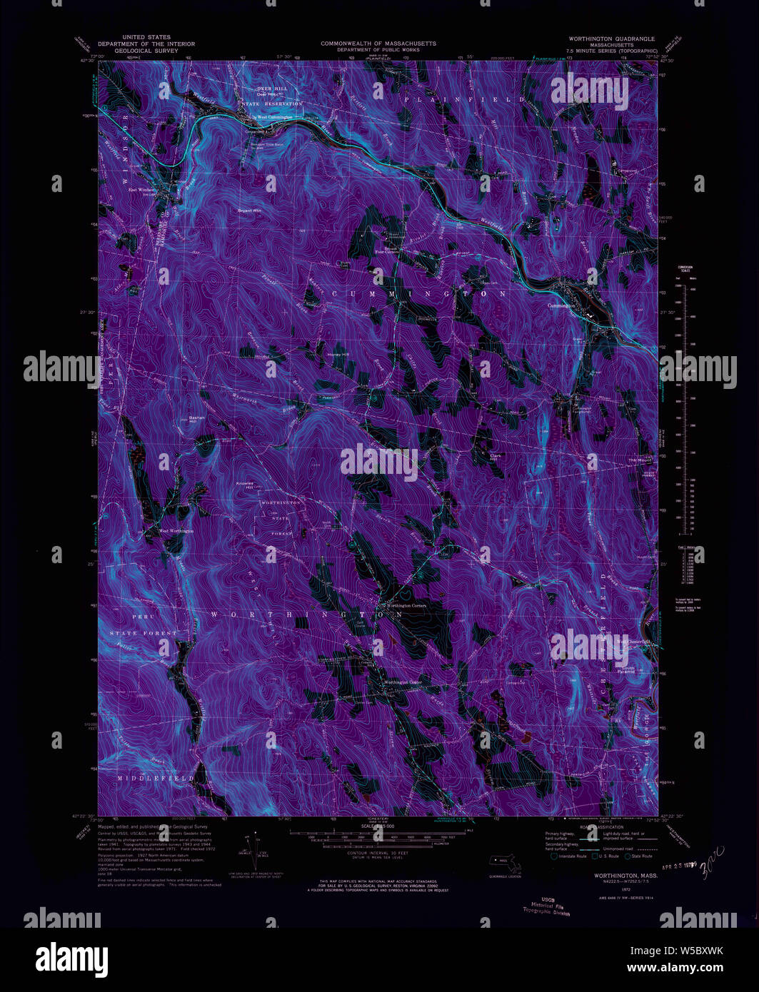 Massachusetts USGS Historical Topo Map MA Worthington 351459 1972 25000 ...