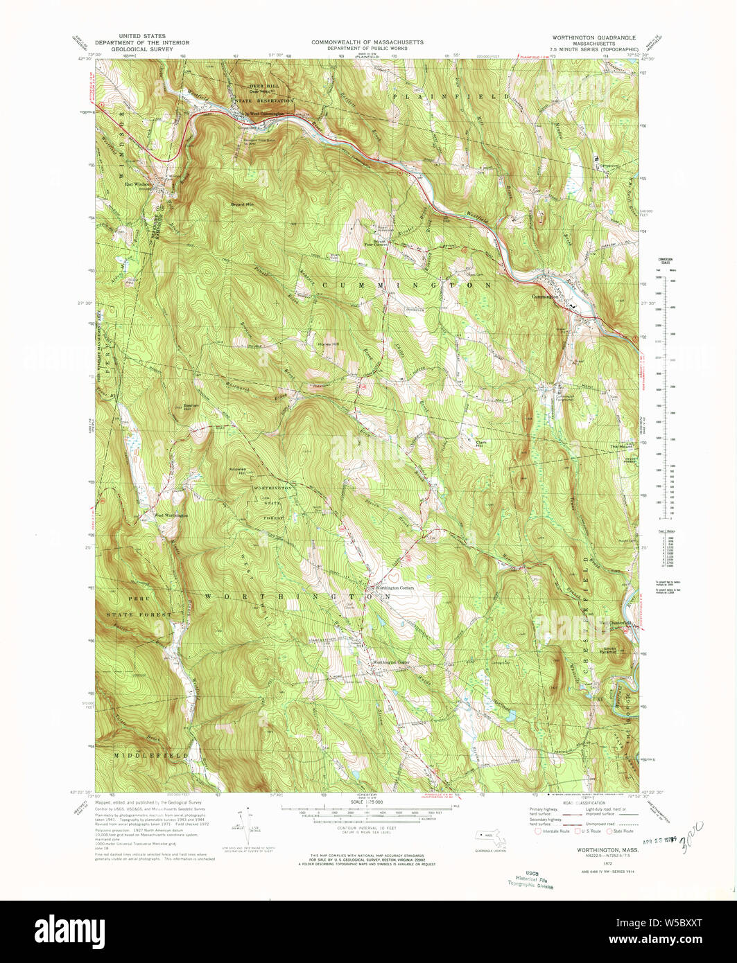 Massachusetts USGS Historical Topo Map MA Worthington 351459 1972 25000 ...