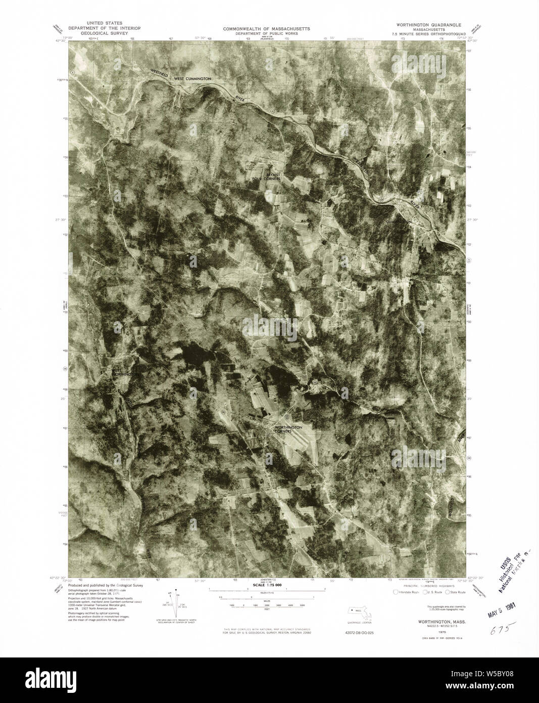 Massachusetts USGS Historical Topo Map MA Worthington 351460 1975 25000 ...