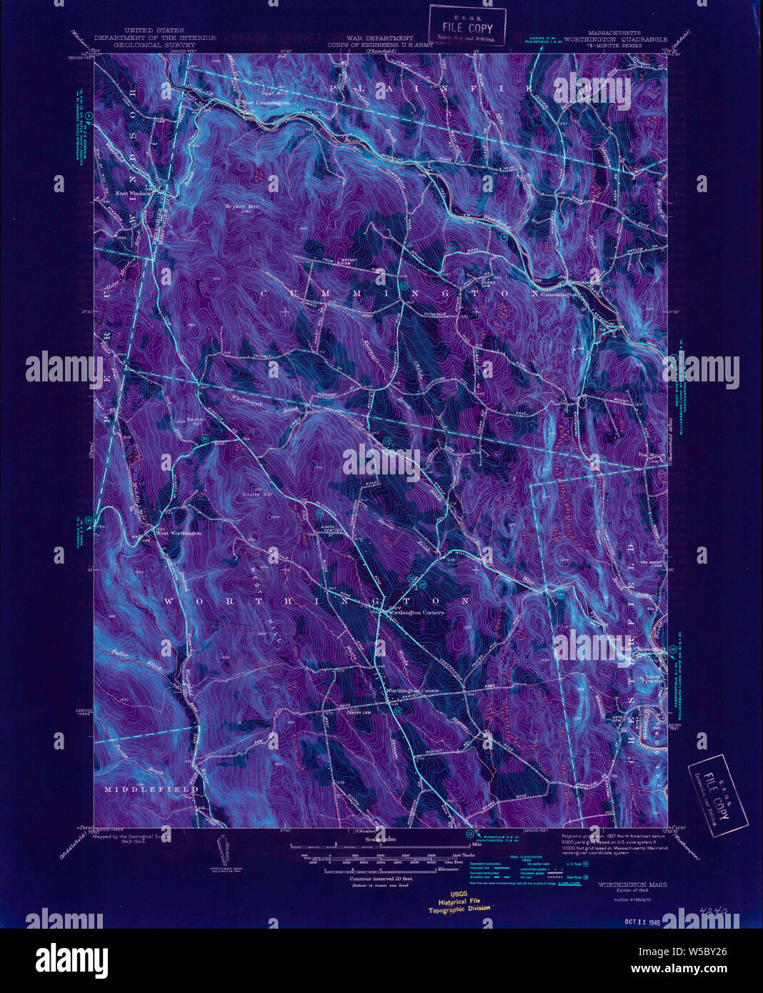 Massachusetts USGS Historical Topo Map MA Worthington 352408 1946 31680 ...