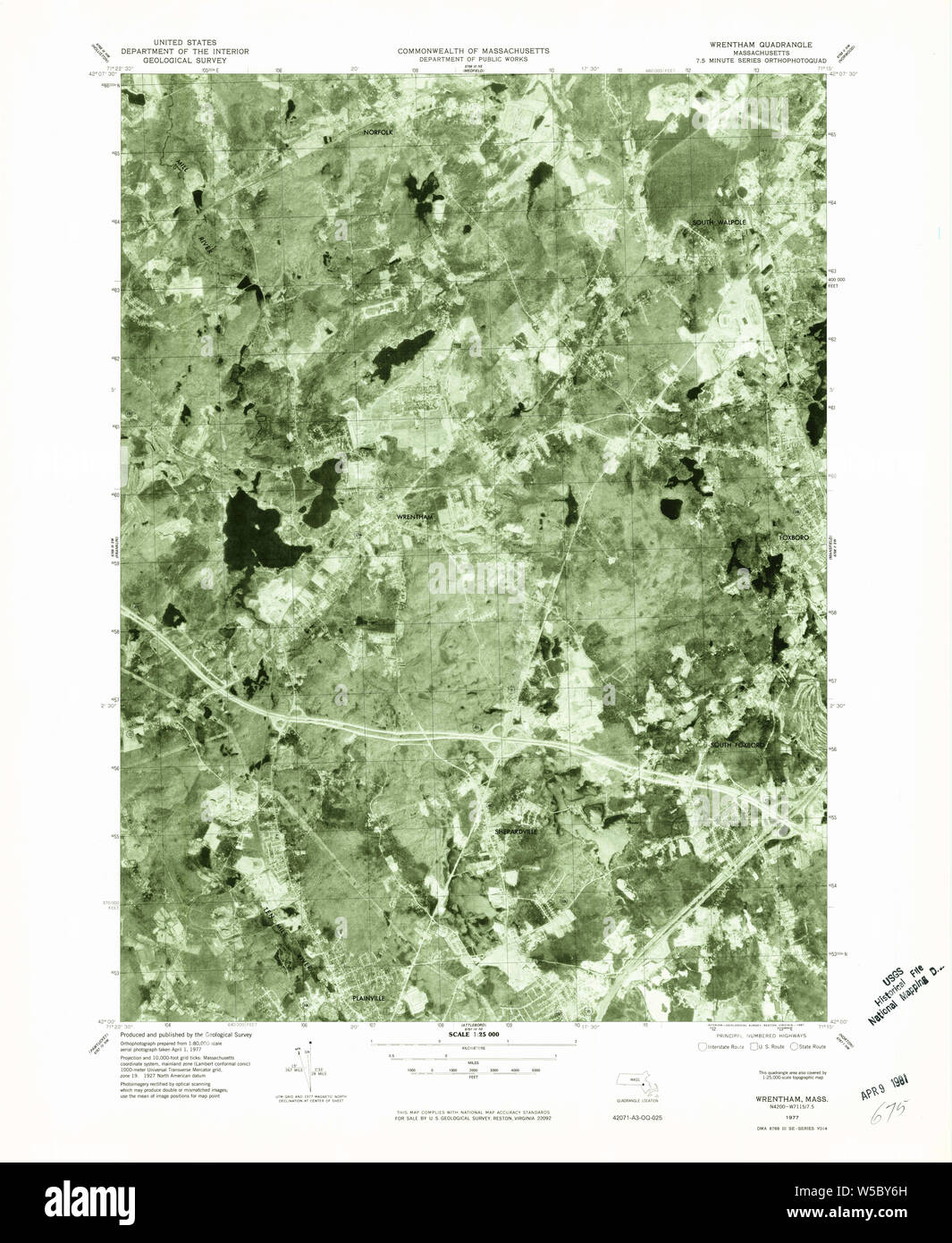 Massachusetts USGS Historical Topo Map MA Wrentham 351461 1977 25000 ...