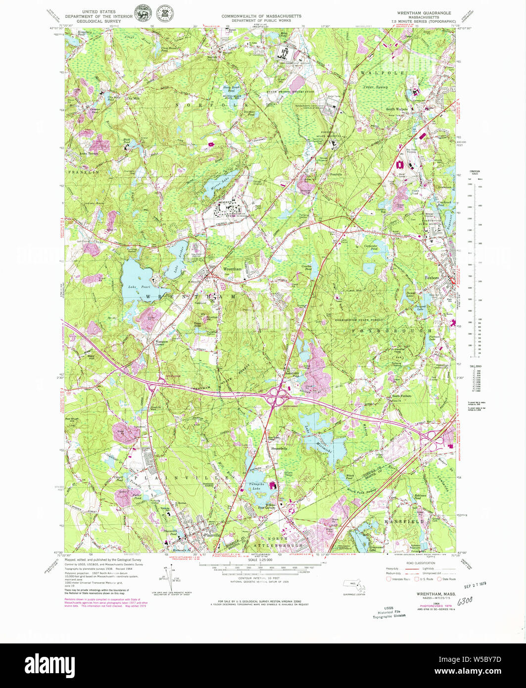 Massachusetts USGS Historical Topo Map MA Wrentham 351462 1964 25000 ...