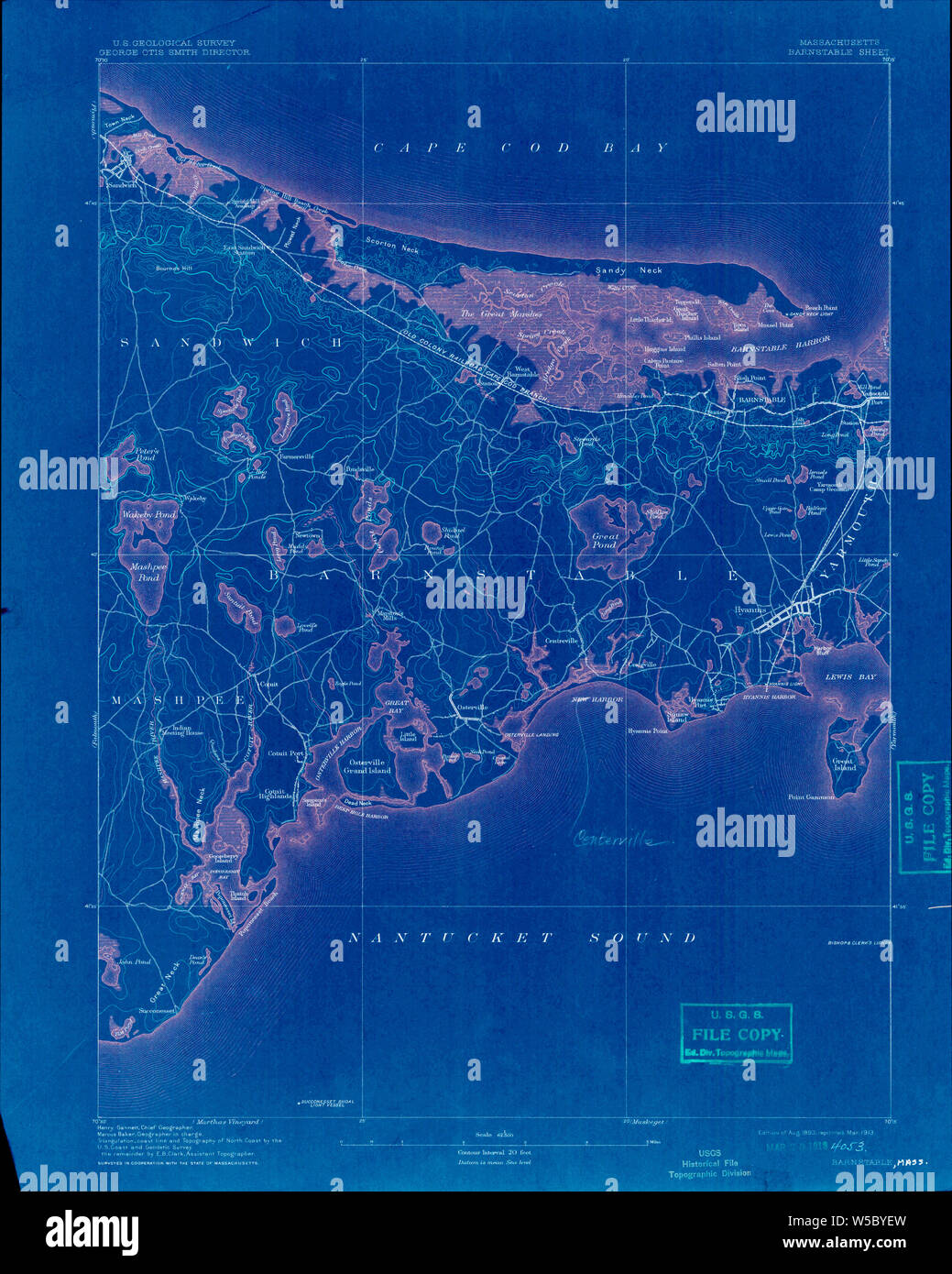 Massachusetts USGS Historical Topo Map MA Barnstable 352442 1893 62500 ...