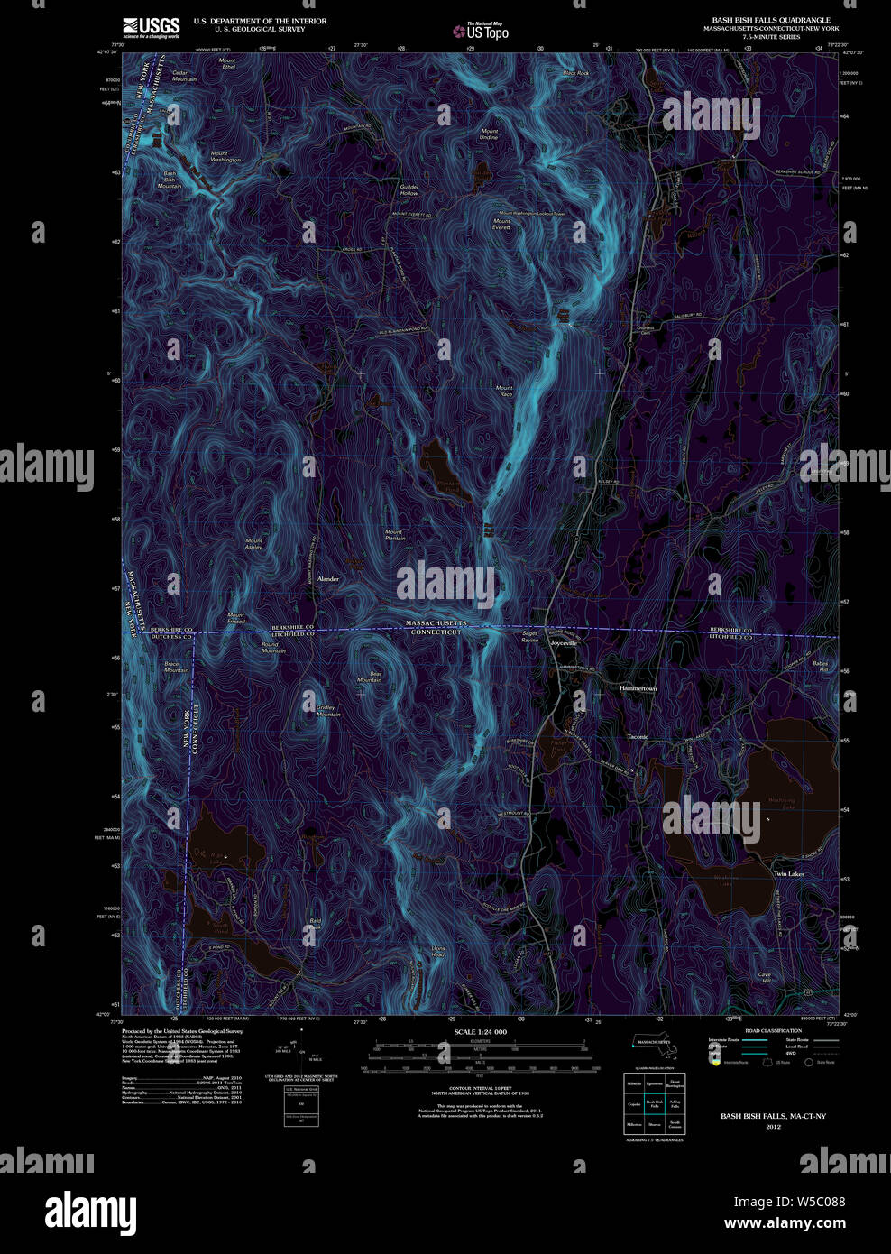 Massachusetts USGS Historical Topo Map MA Bash Bish Falls 20120524 TM ...