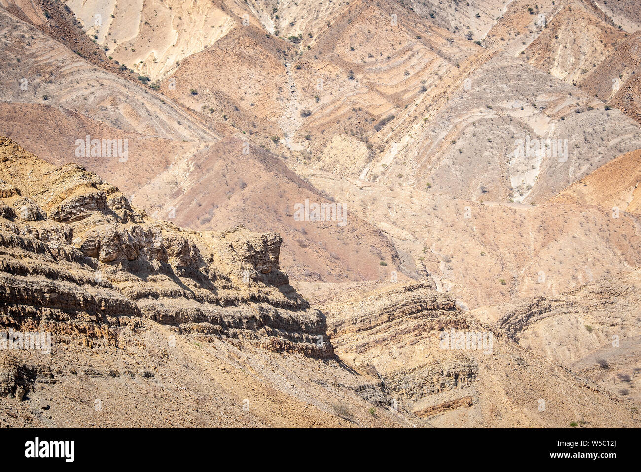The rugged mountain sides of the Danakil Depression , Ethiopia Stock ...