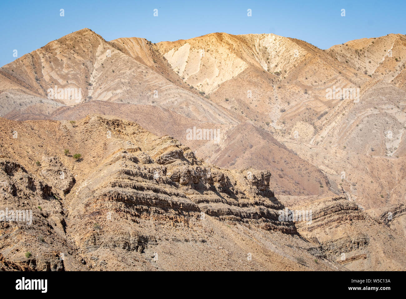 The rugged mountain sides of the Danakil Depression , Ethiopia Stock ...