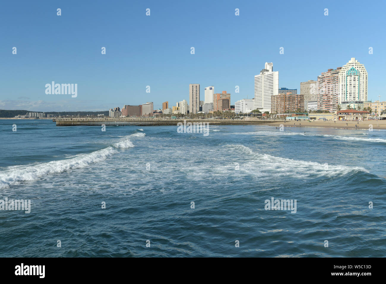 Durban, KwaZulu-Natal, South Africa, skyline of buildings on Golden ...