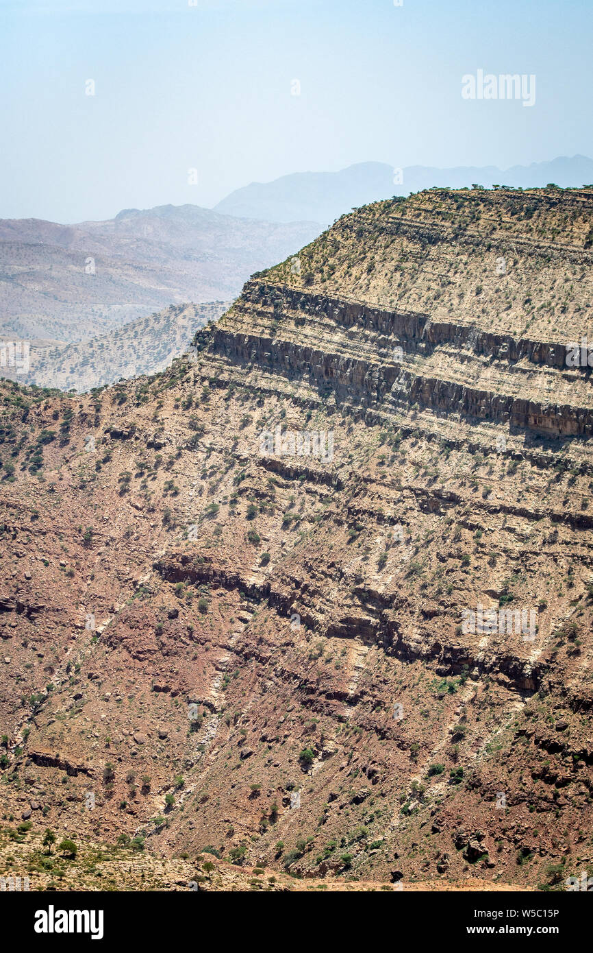 The rugged mountain sides of the Danakil Depression , Ethiopia Stock ...