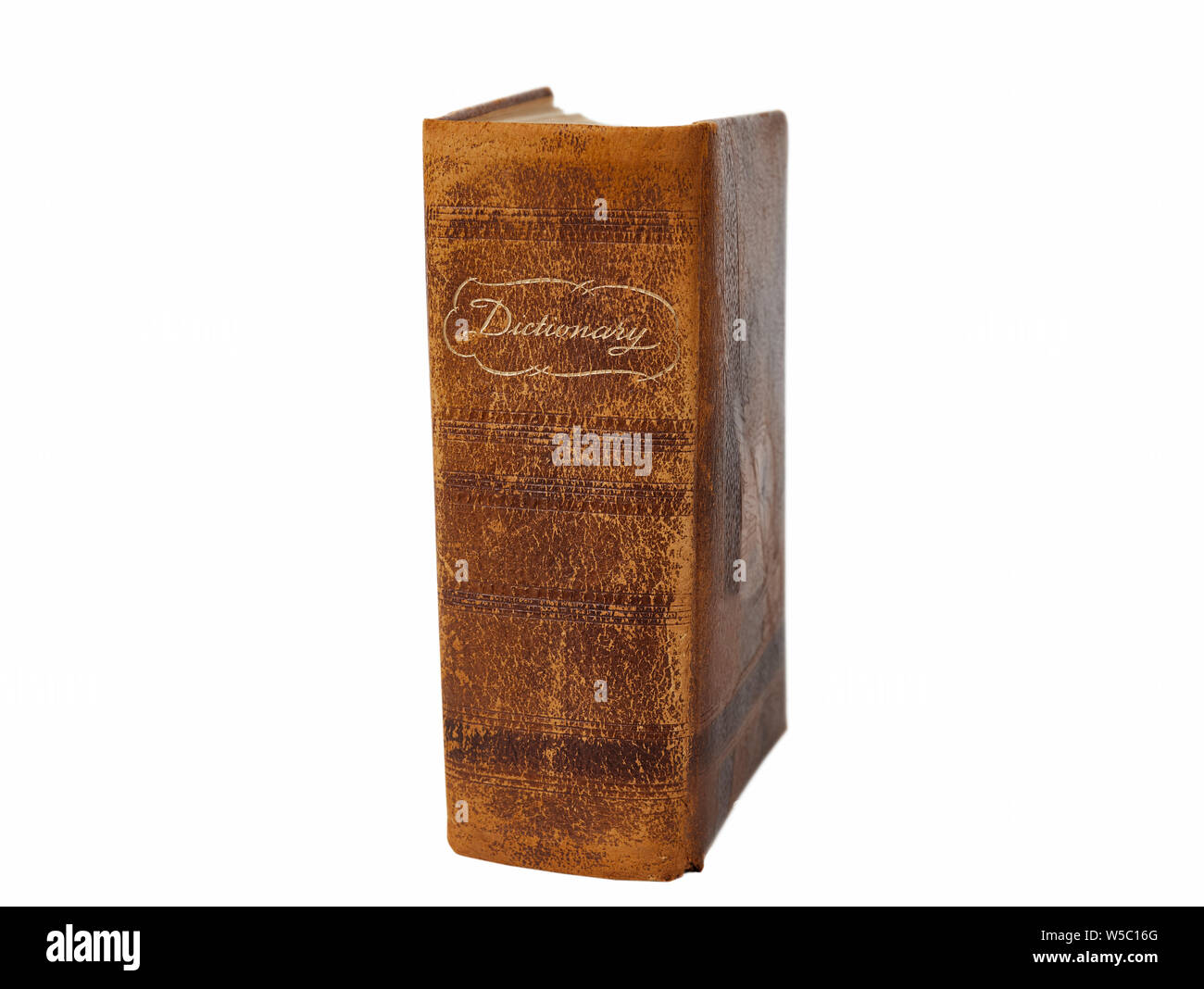 Large vintage dictionary covered in leather isolated on white Stock ...
