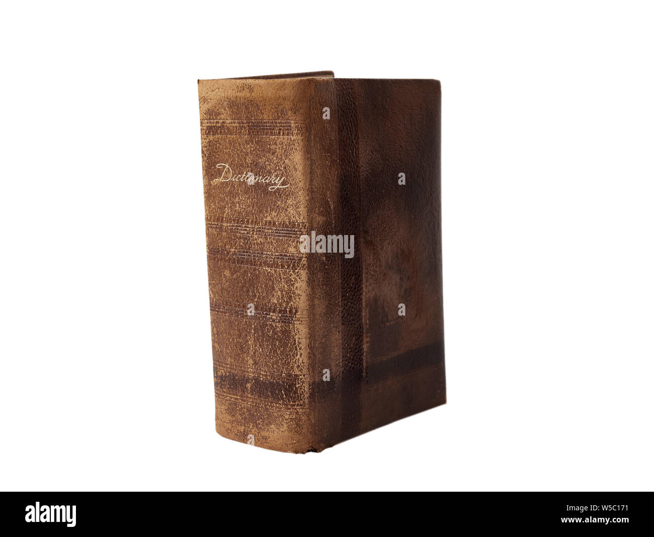 Large vintage dictionary covered in leather isolated on white Stock ...