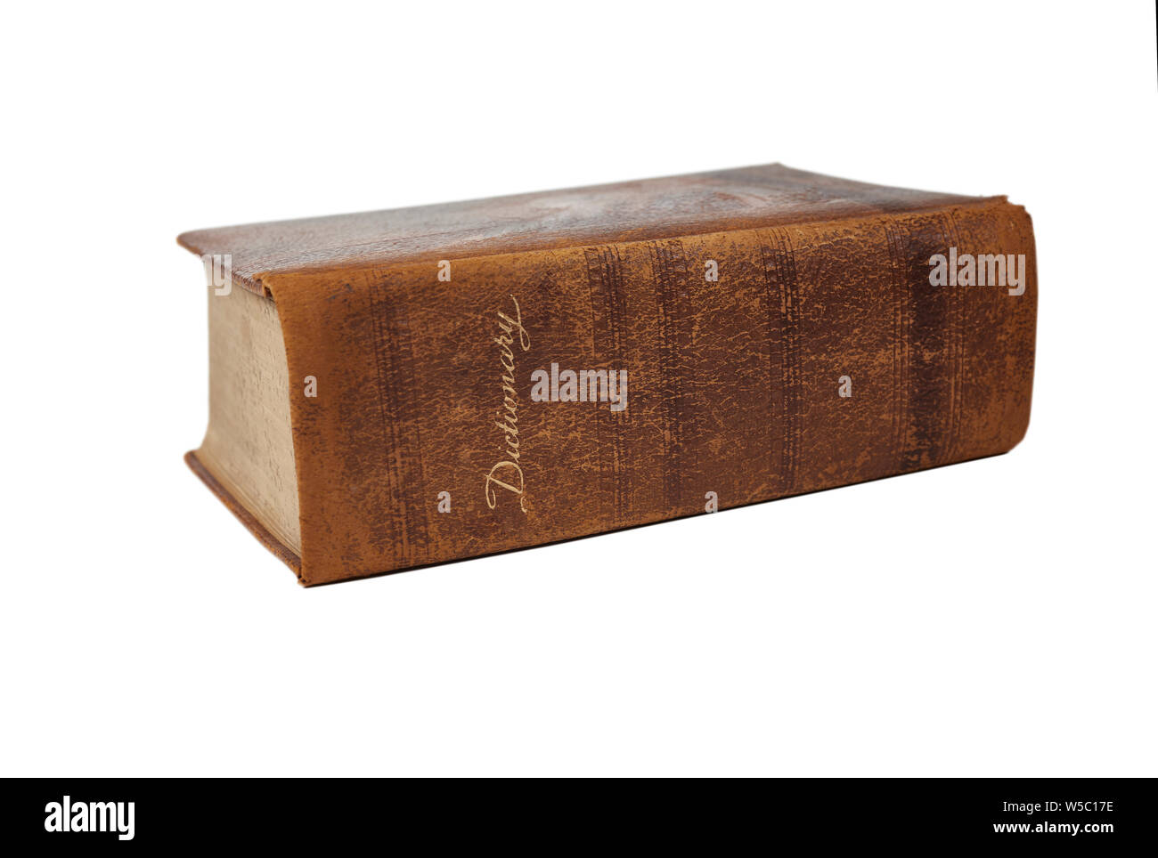 Large vintage dictionary covered in leather isolated on white Stock ...