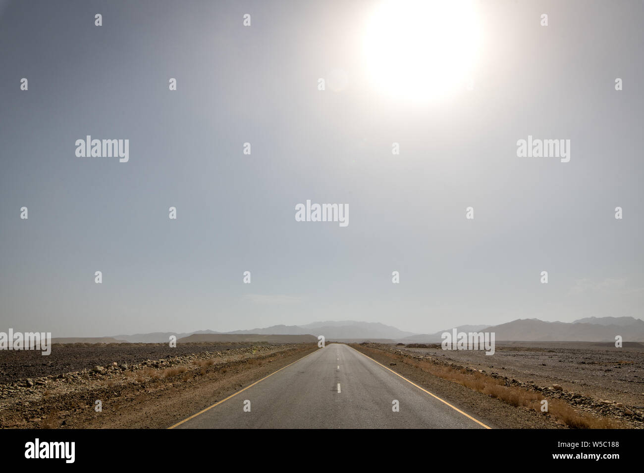 A road disappearing straight into the distance in Danakil Depression ...