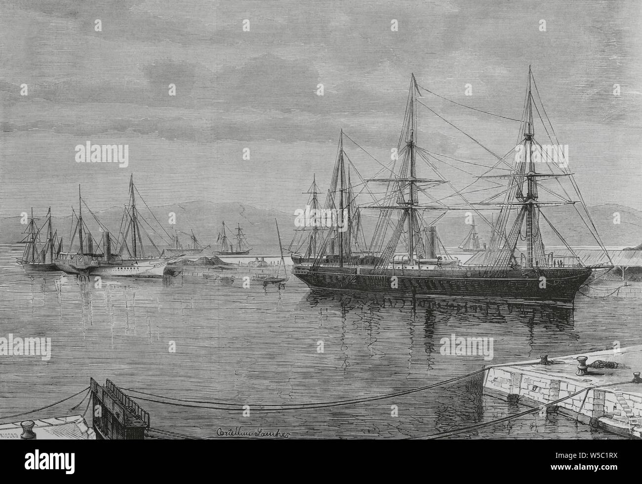 Egipto. Canal de Suez. Estación de los vapores de la compañía de ...