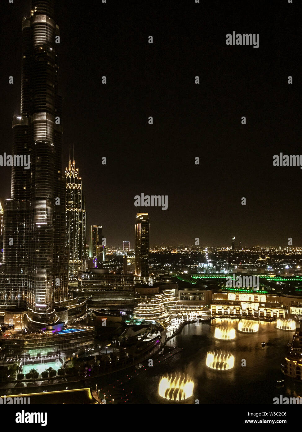 DUBAI, UAE, MAR 19, 2018: Dubai Fountain water show as seen from the ...