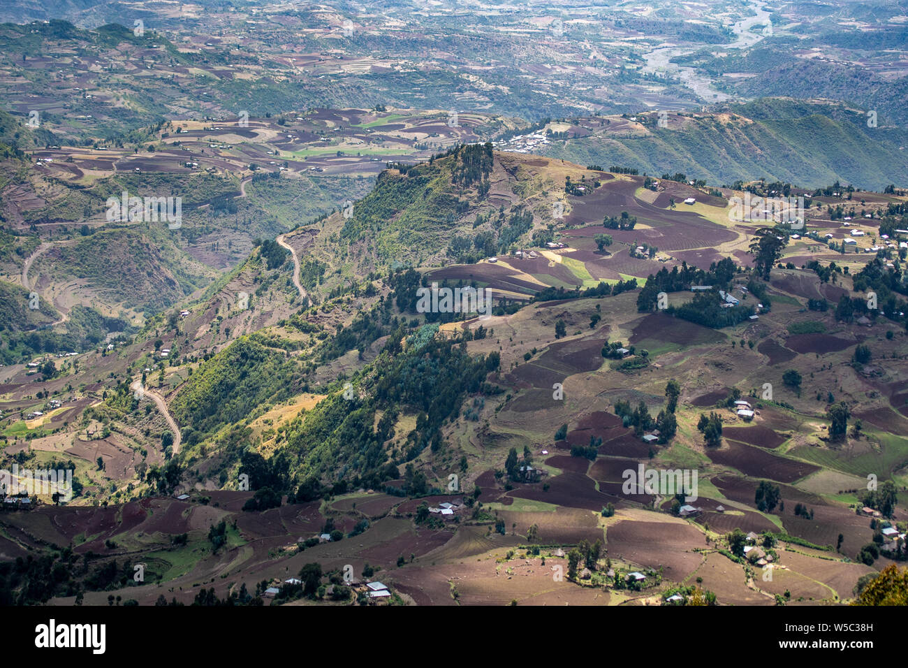 Farming communities nestled in the valleys of Ankober, Ethiopia Stock ...