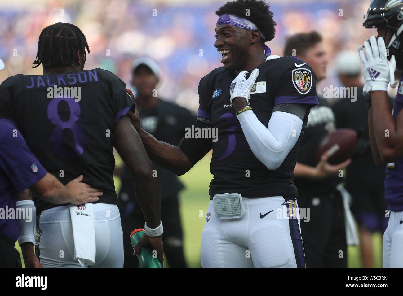 Baltimore, USA. 27th July, 2019. Baltimore Ravens QB Robert Griffin III ...