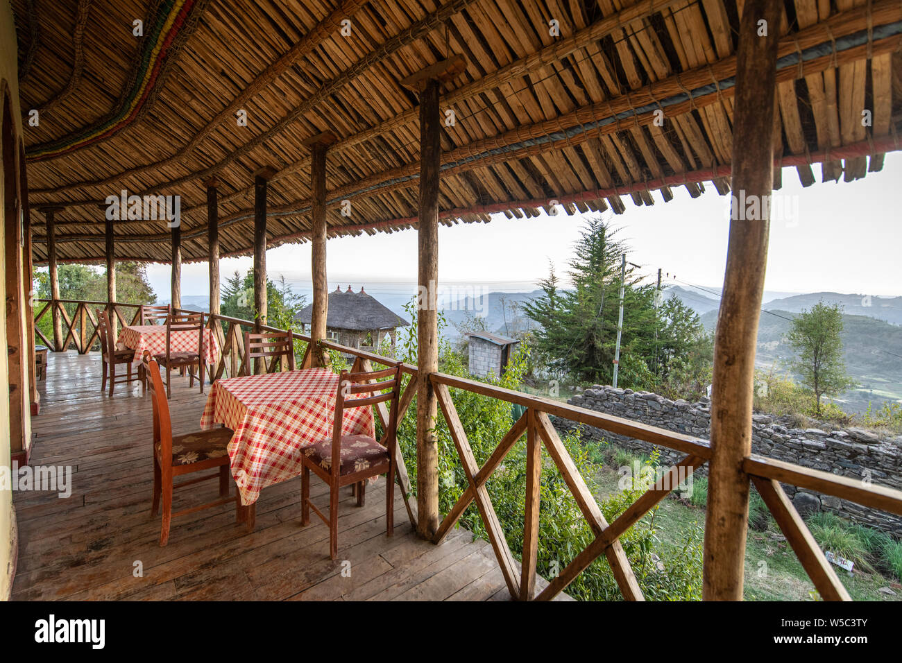 View from the deck of a hillside building, Ankober, Ethiopia Stock ...