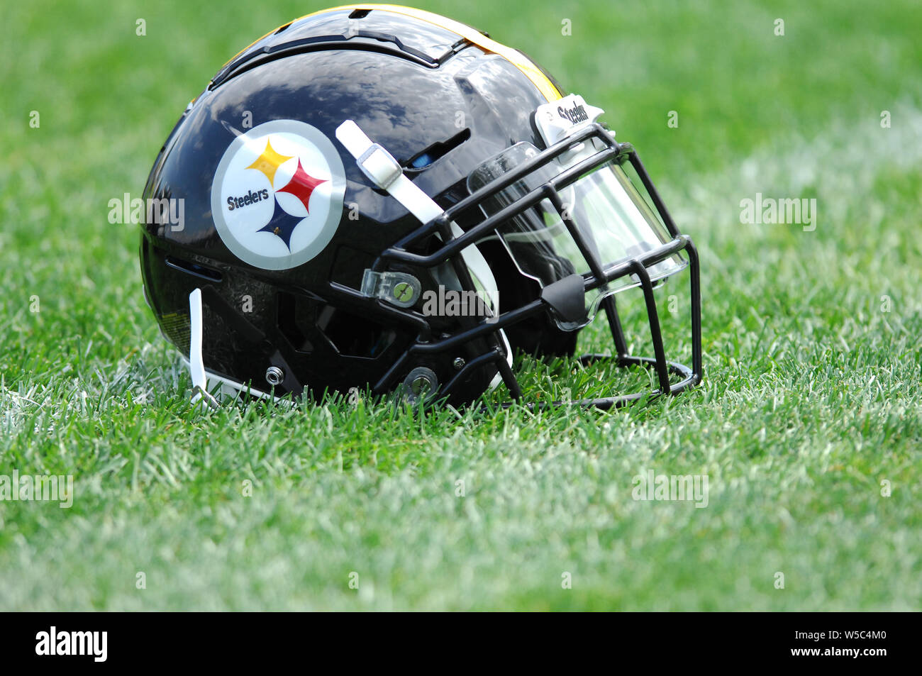 Latrobe, PA, USA. 27th July, 2019. Steelers helemt during the ...
