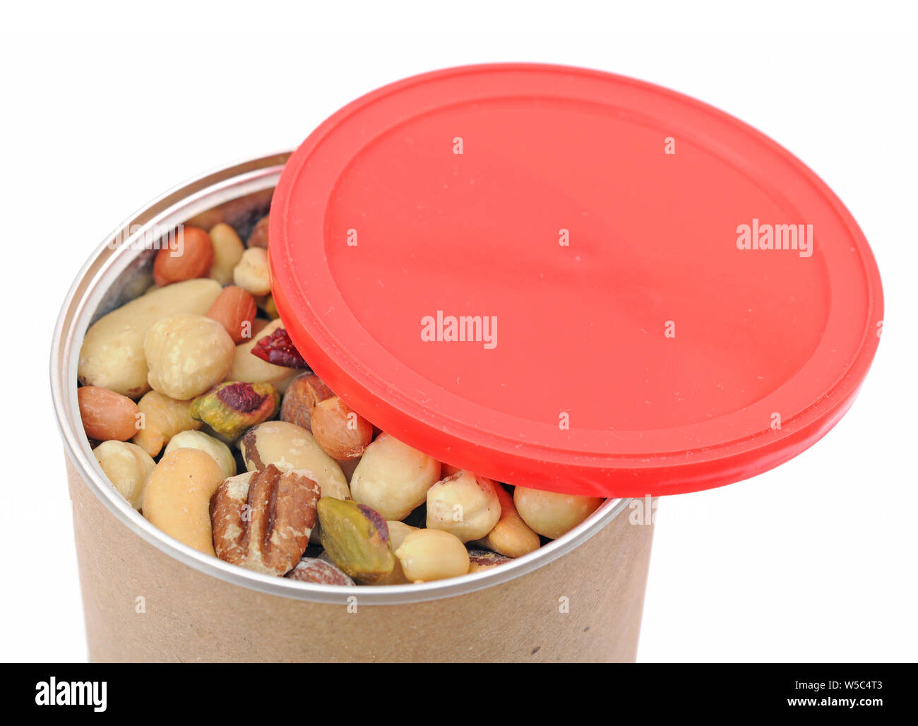 closeup can of nuts isolated on white Stock Photo - Alamy