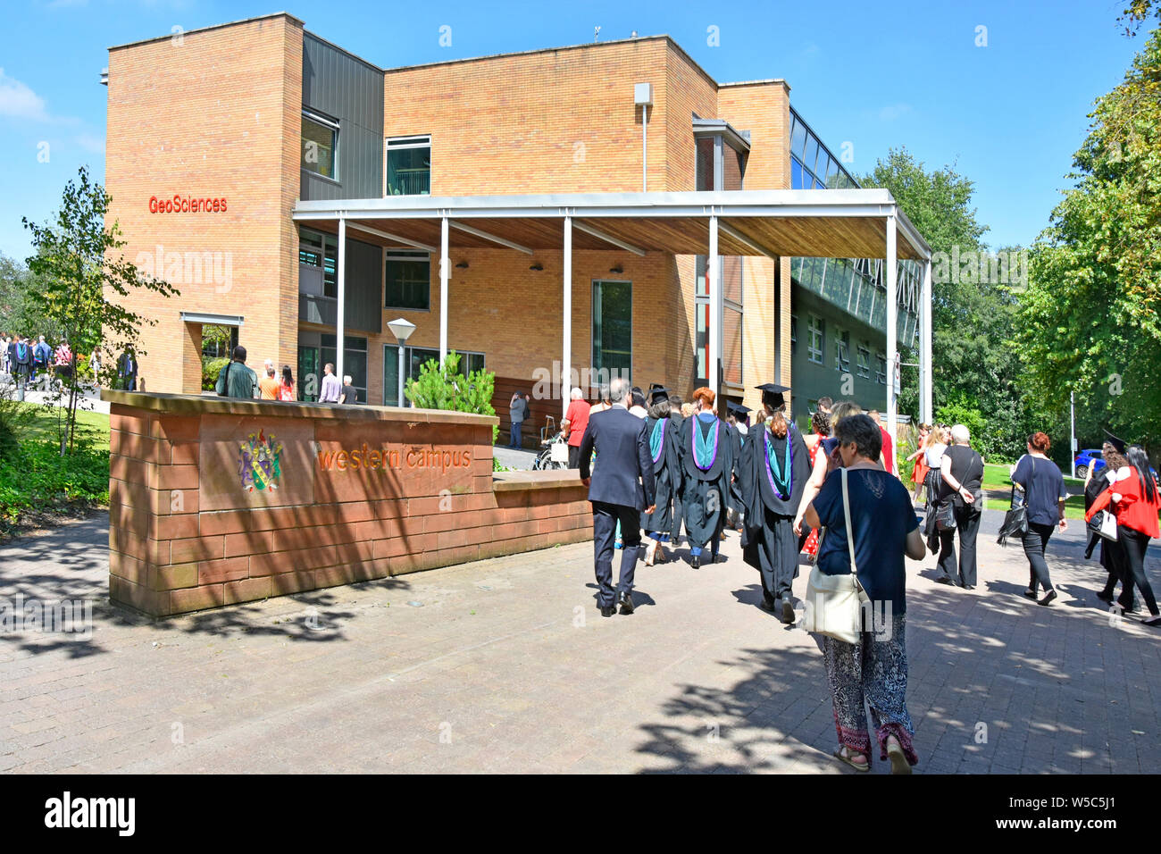 Edge Hill University campus students family & friends at graduation day ...