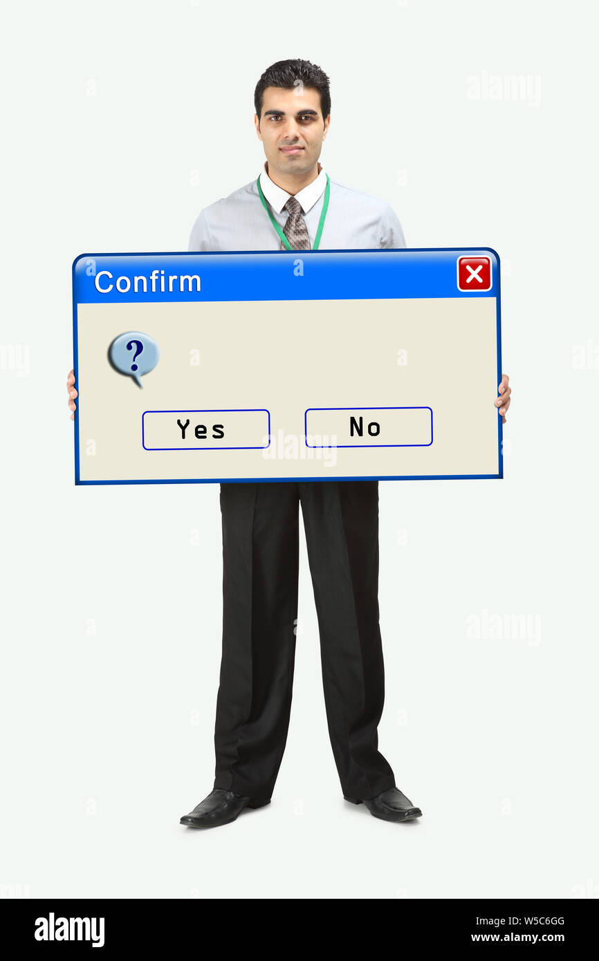 Businessman showing a message board Stock Photo - Alamy