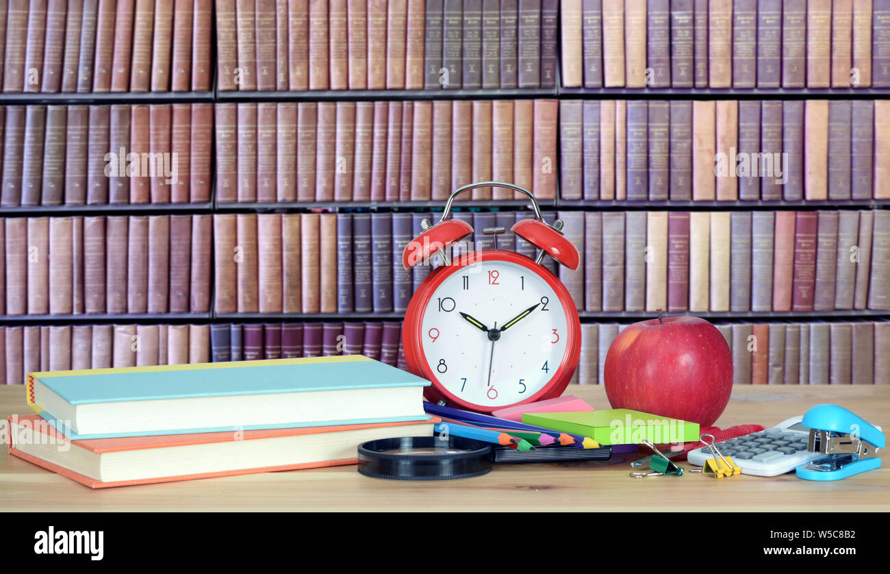 stack of books in library for education concept Stock Photo - Alamy