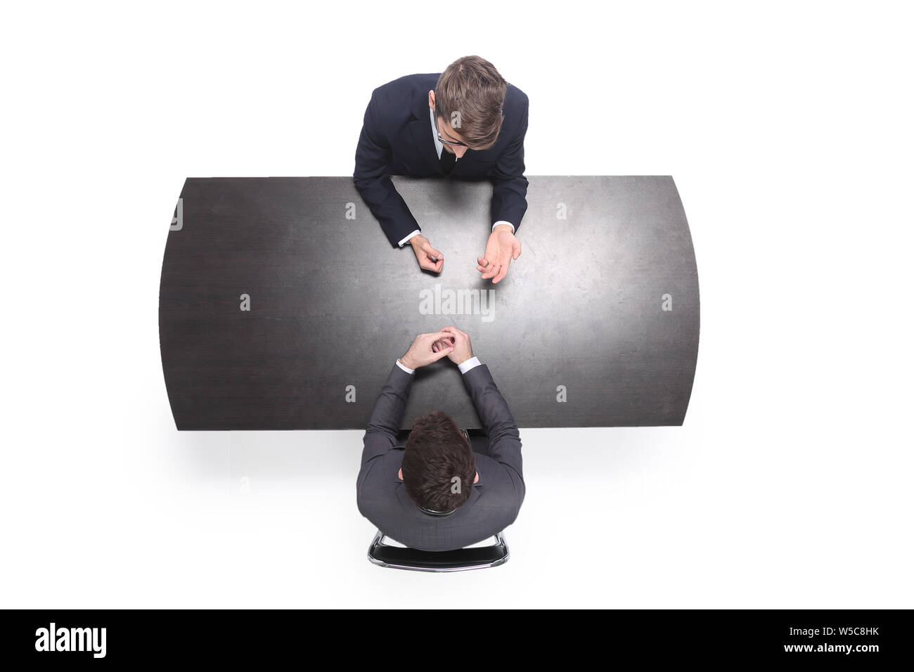 top view. two business people sitting at the Desk Stock Photo - Alamy