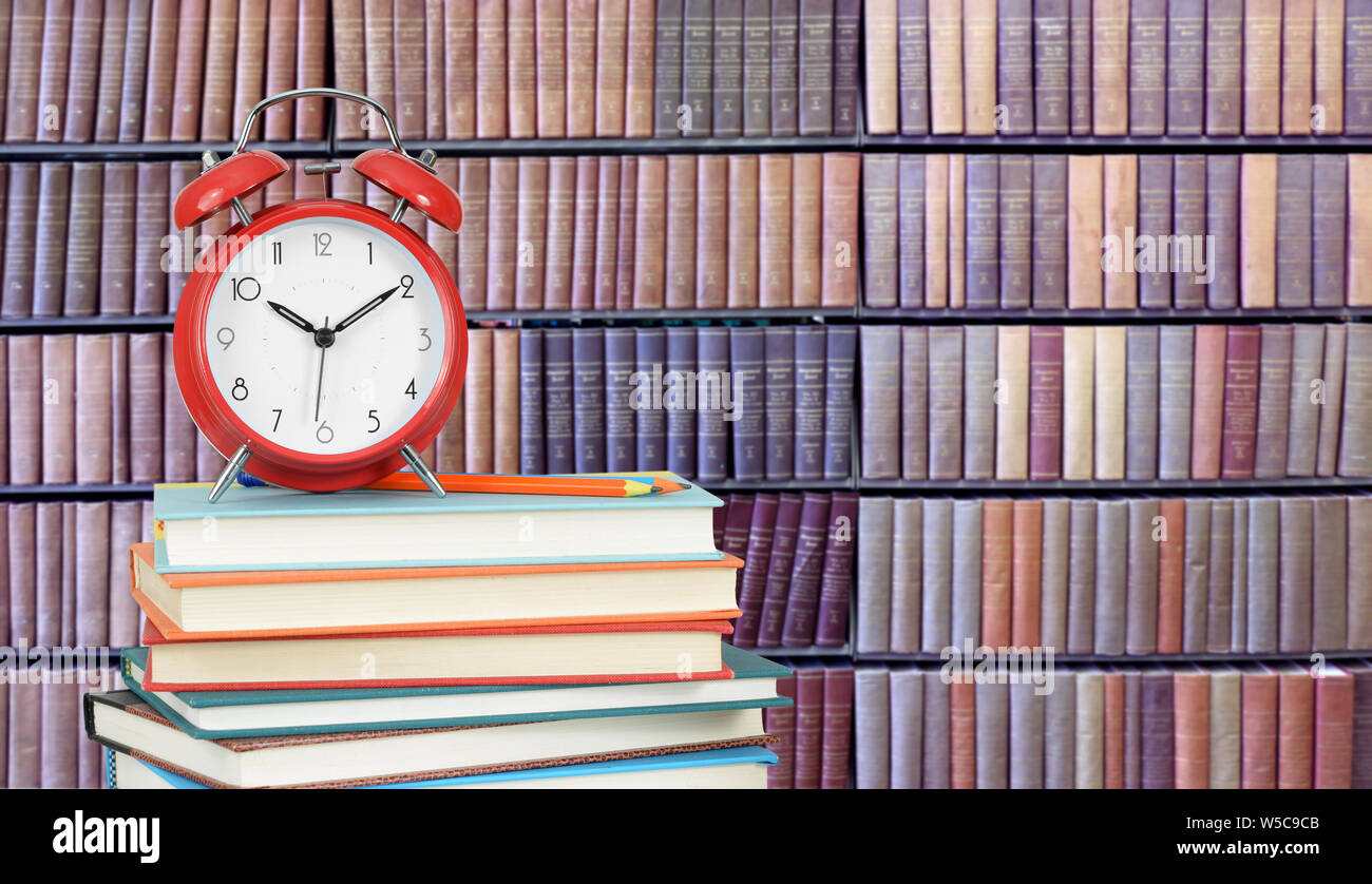 stack of books in library for education concept Stock Photo - Alamy