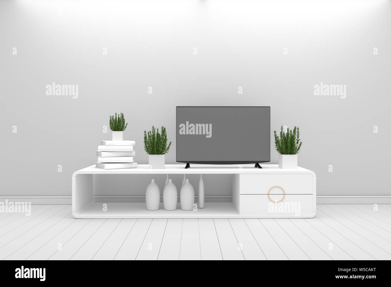 Smart Tv - Mock up - concept living room white style - white modern ...