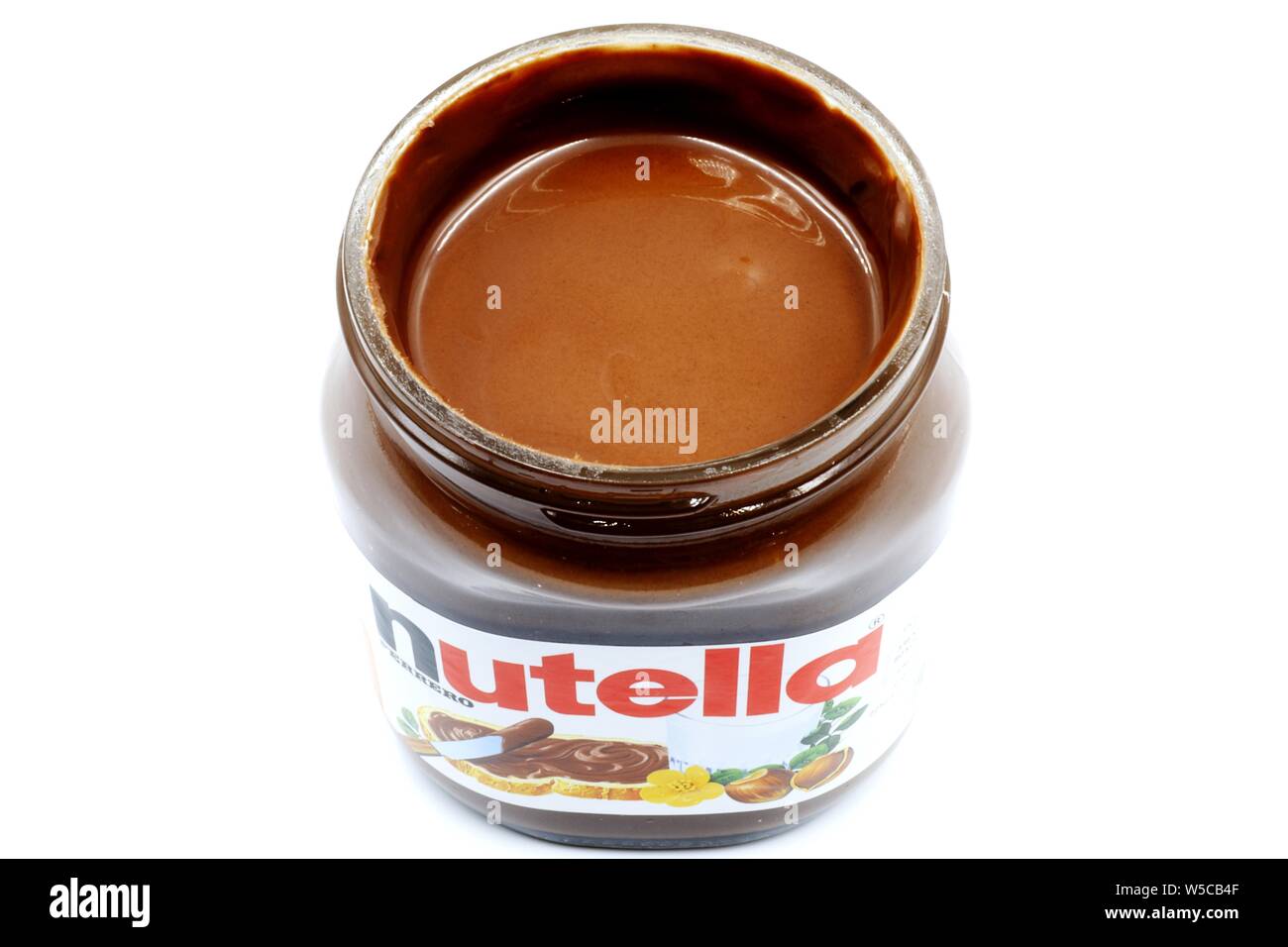 NUTELLA jar, Hazelnut Spread with Cocoa produced by Ferrero Stock Photo ...