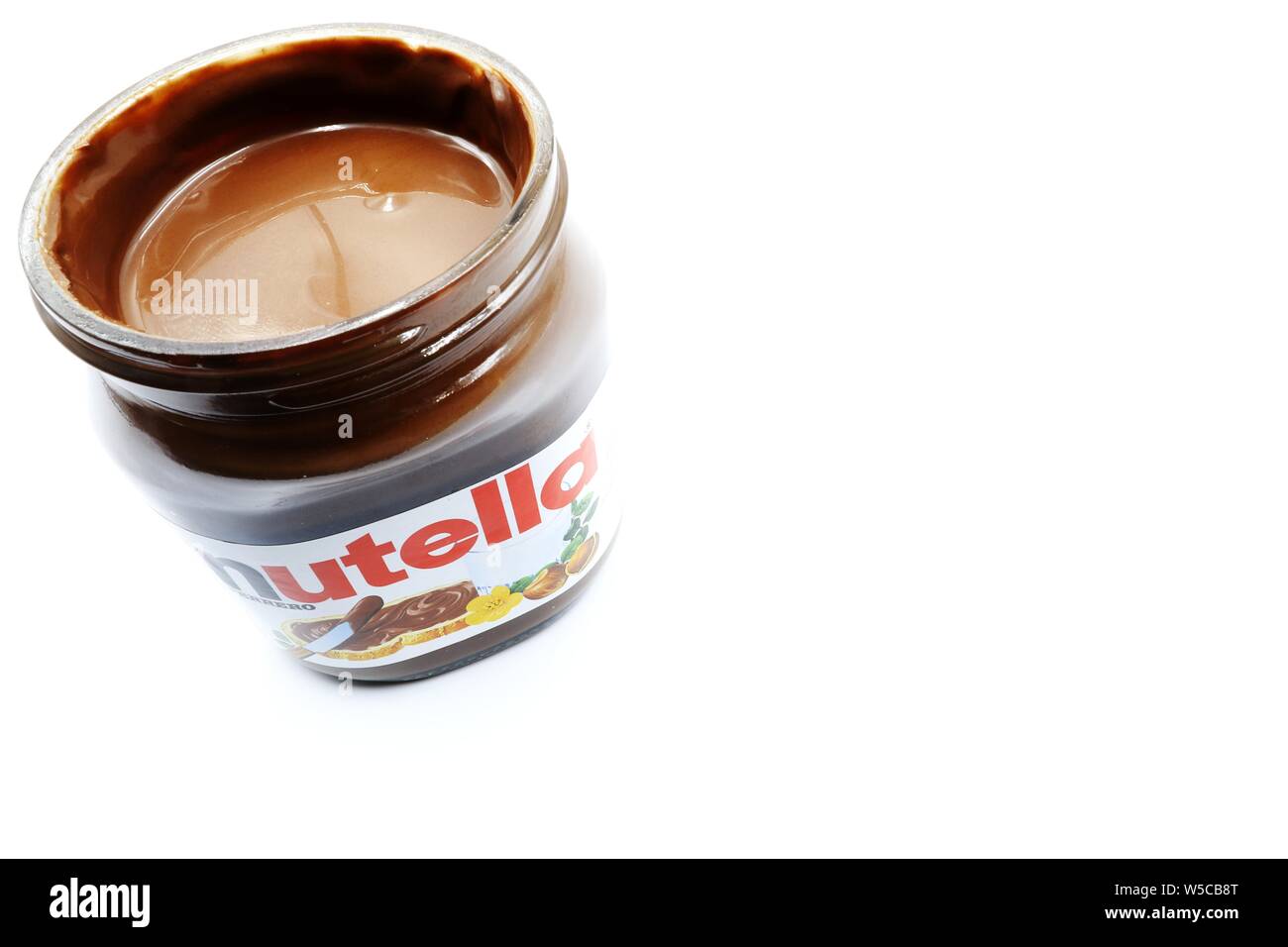 NUTELLA jar, Hazelnut Spread with Cocoa produced by Ferrero Stock Photo ...
