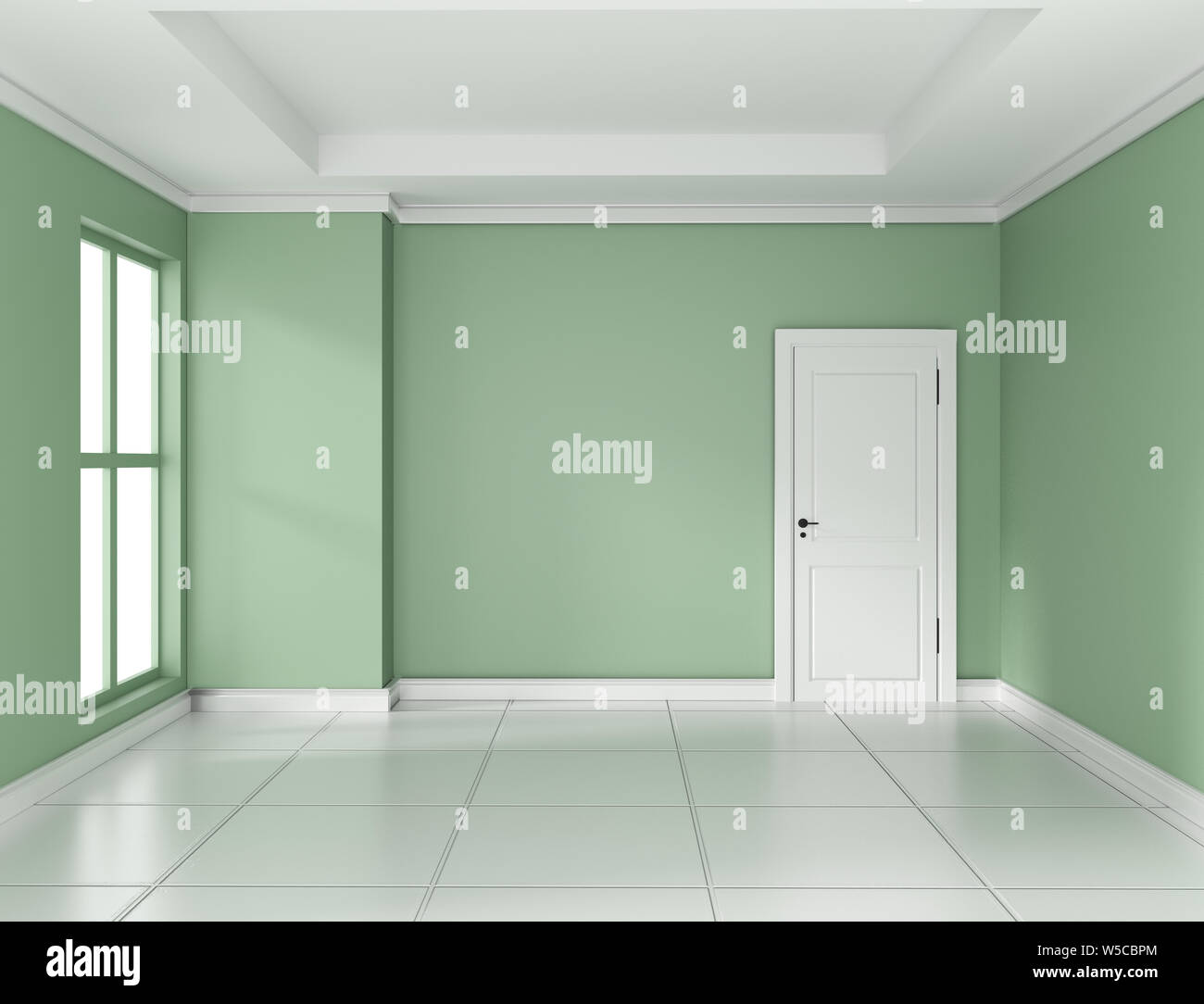 Empty green room interior design 3d rendering Stock Photo - Alamy