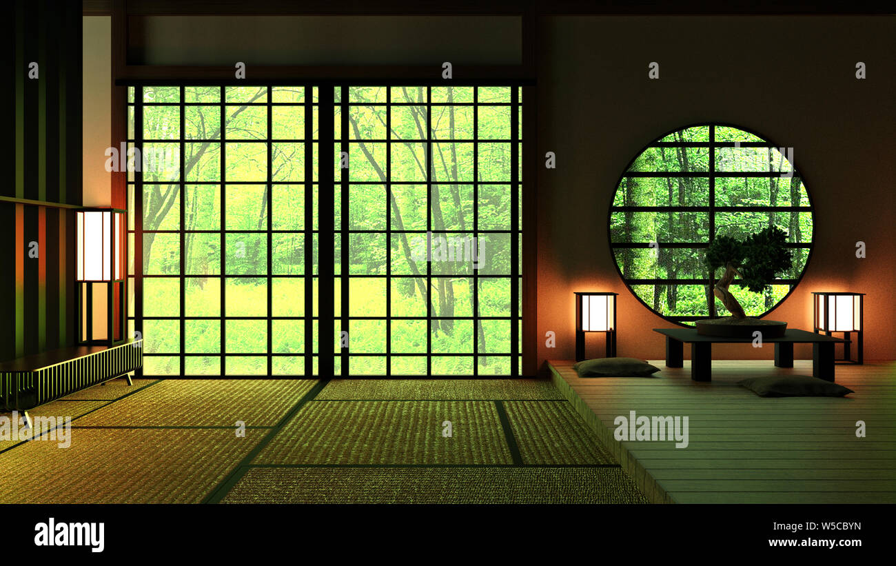 Japan Room Design Japanese-style. 3D rendering Stock Photo - Alamy