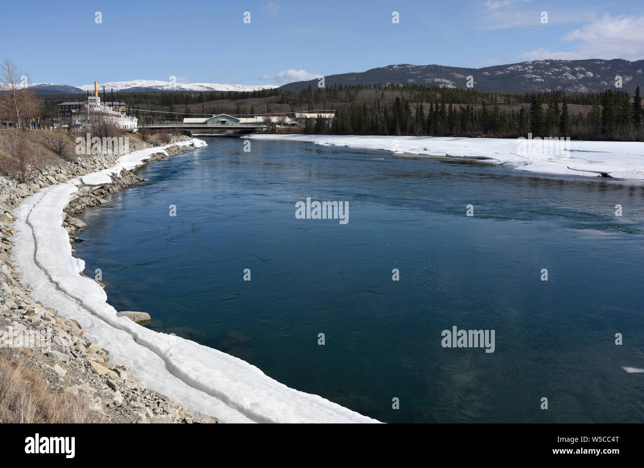 Melting ice in the Yukon River, Whitehorse, Yukon, Canada Stock Photo ...