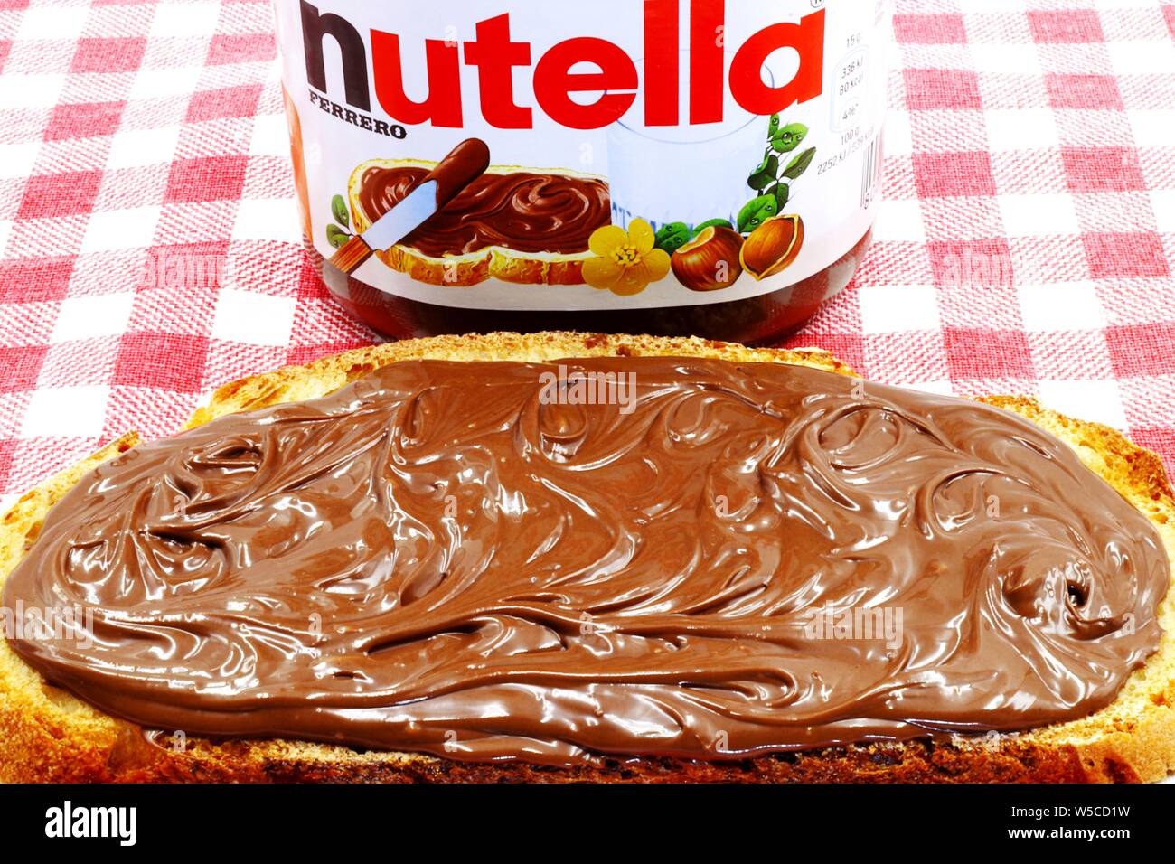 NUTELLA jar, Hazelnut Spread with Cocoa produced by Ferrero Stock Photo ...