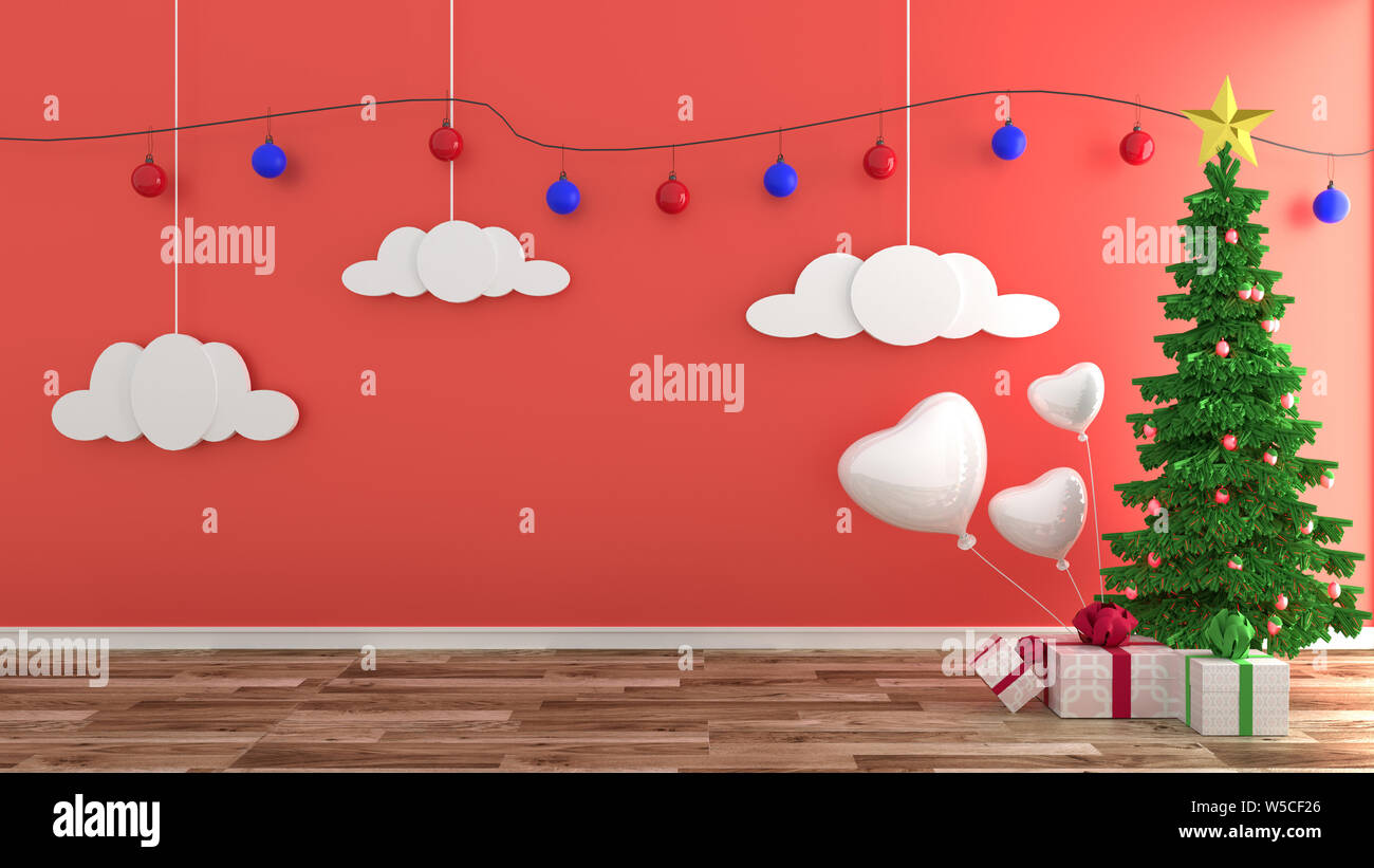 Christmas decorations room design. 3D rendering Stock Photo - Alamy
