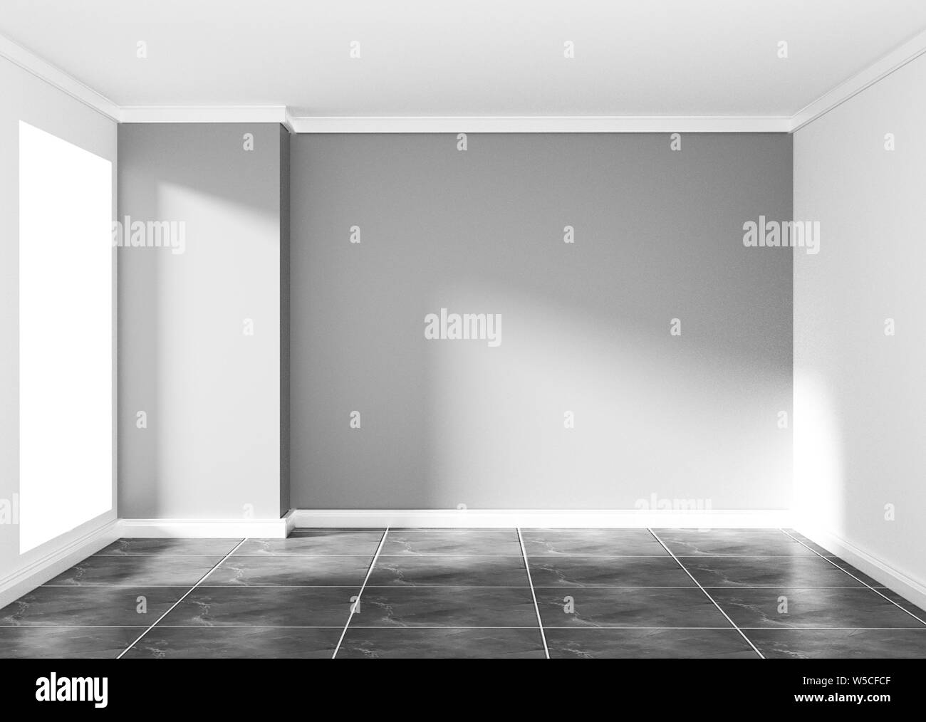 Empty gray room interior design 3d rendering Stock Photo - Alamy