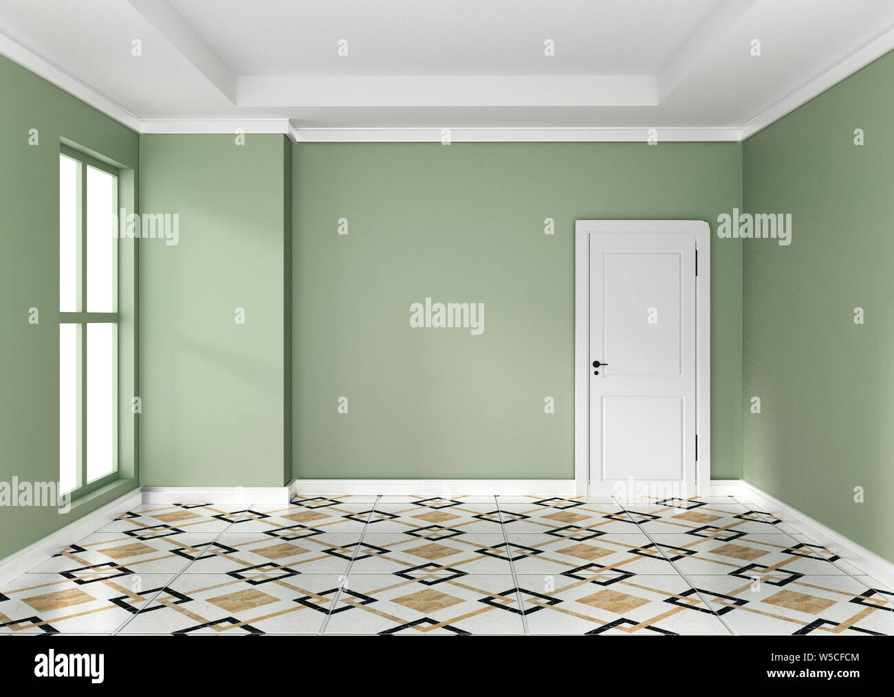 Empty green room interior design 3d rendering Stock Photo - Alamy