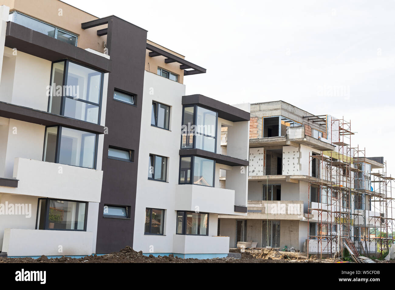 New residential area in Brasov, Romania - Flat blocks in construction ...