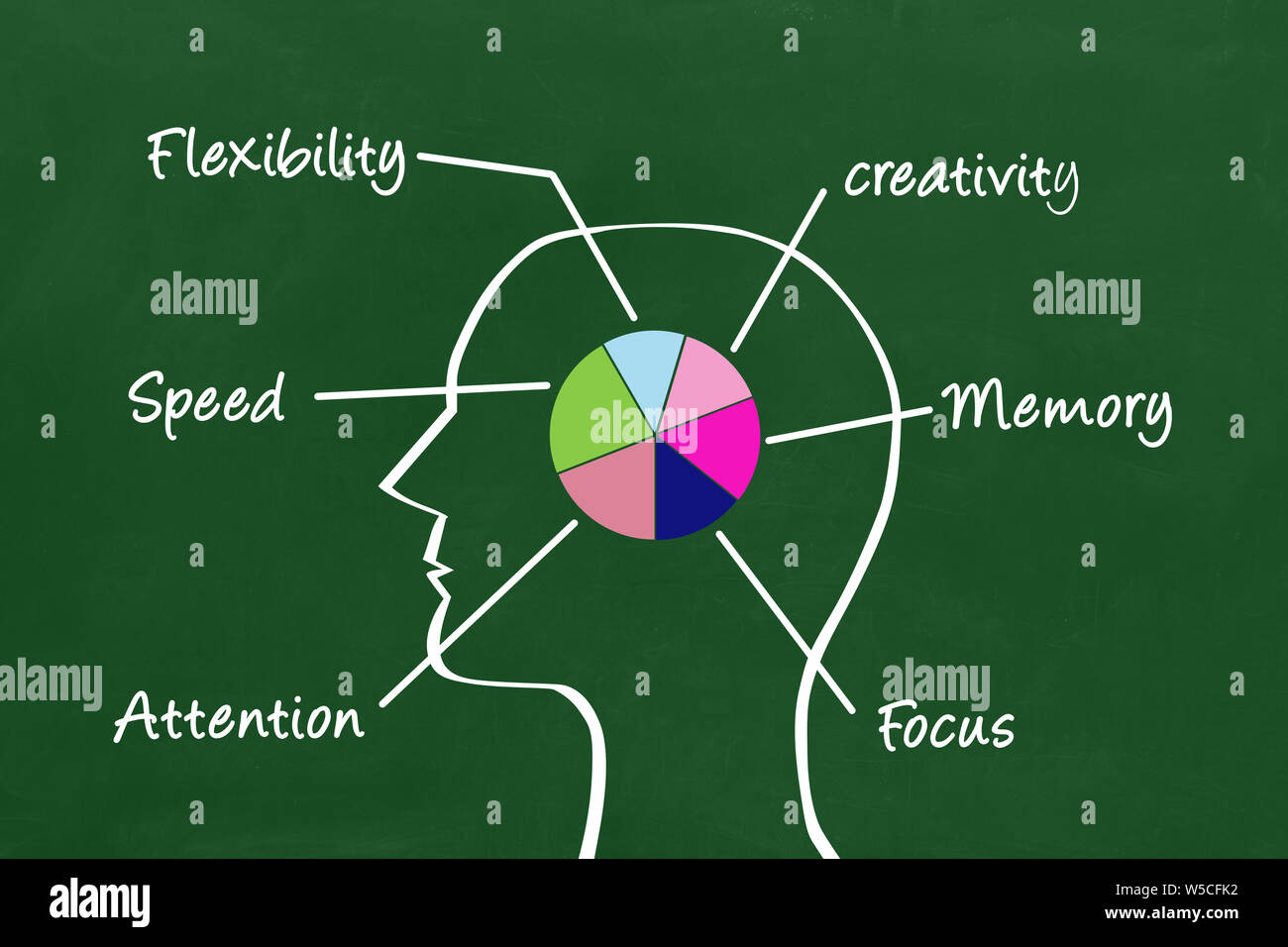 Person head with pie chart Stock Photo - Alamy