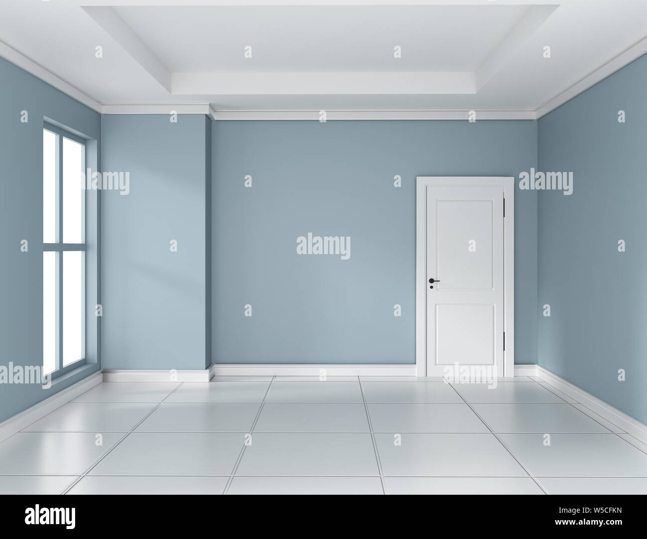 Empty 3d Room Design Blue