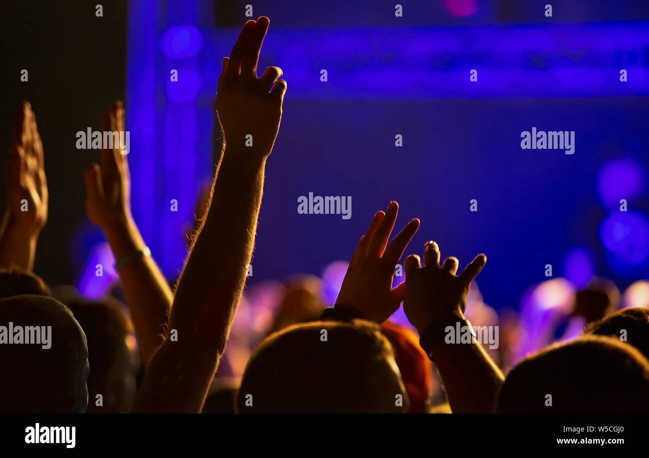 Silhouette set hands up hi-res stock photography and images - Alamy