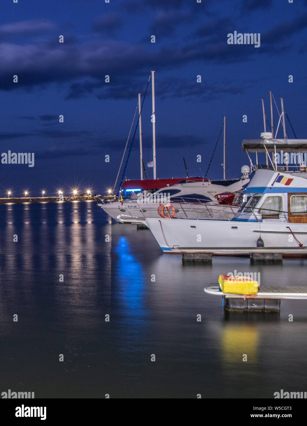 Mangalia / Romania - June 29, 2019: Landscape of some boats and the sea ...