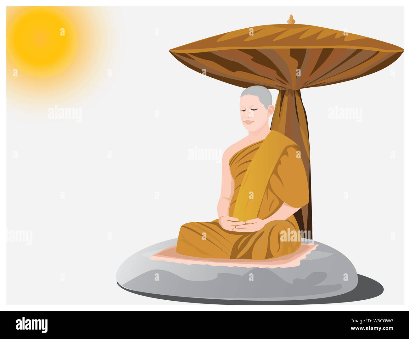 meditation of monk in Buddhism , vector design Stock Photo - Alamy