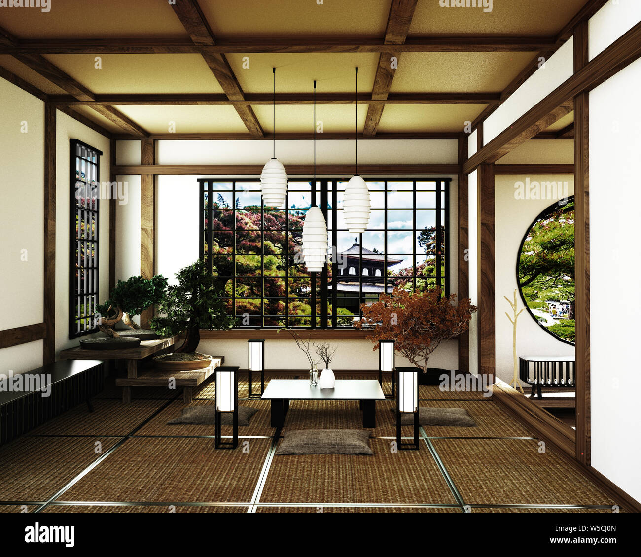 Japanese room, Kyoto zen style. 3D rendering Stock Photo - Alamy