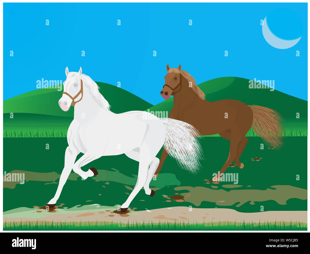 Landscape horse field white Cut Out Stock Images & Pictures - Alamy