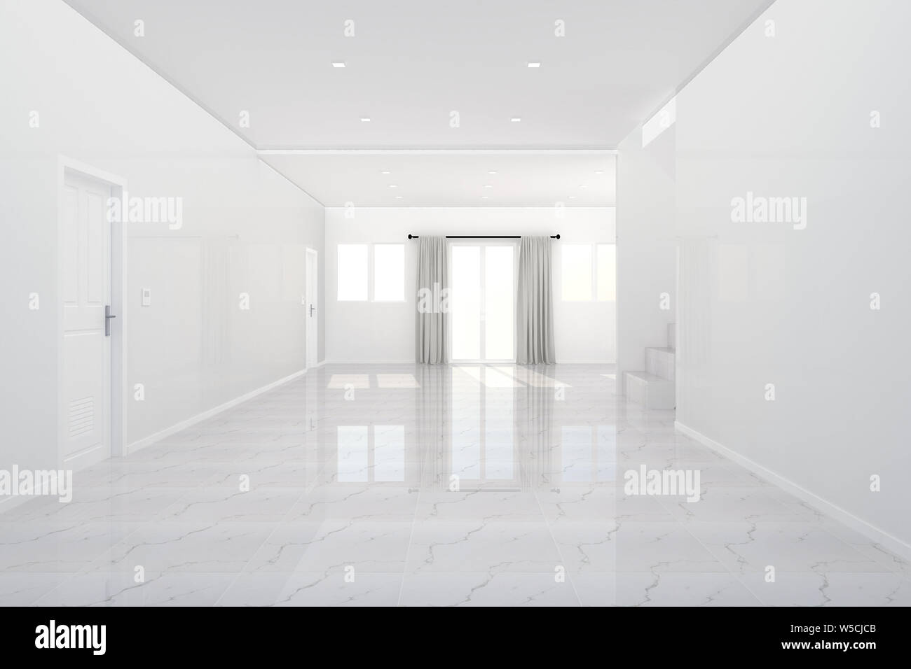 Beautiful room, Empty room and tiles floor , 3D rendering Stock Photo ...